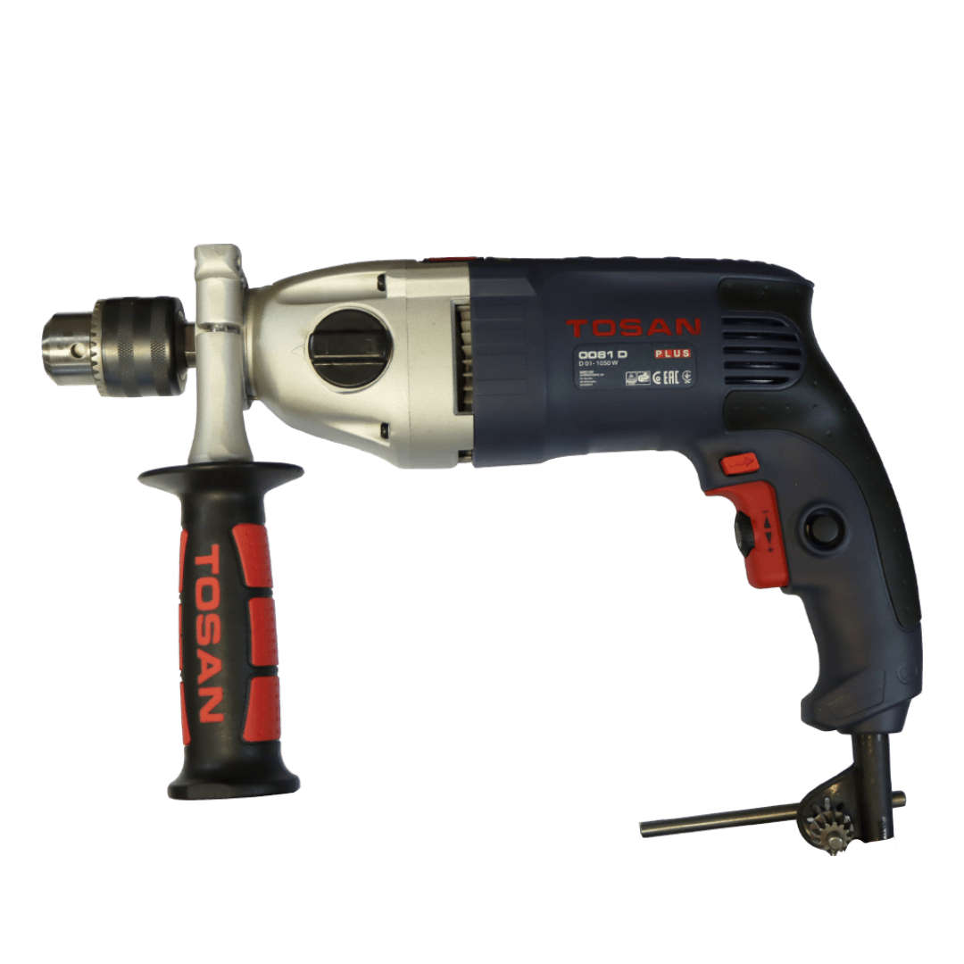 دریل چکشی گیربکسی 13 میلی‌متر 1050 وات آچاری سری پلاس توسن مدل 0081D - ابزار سفیر